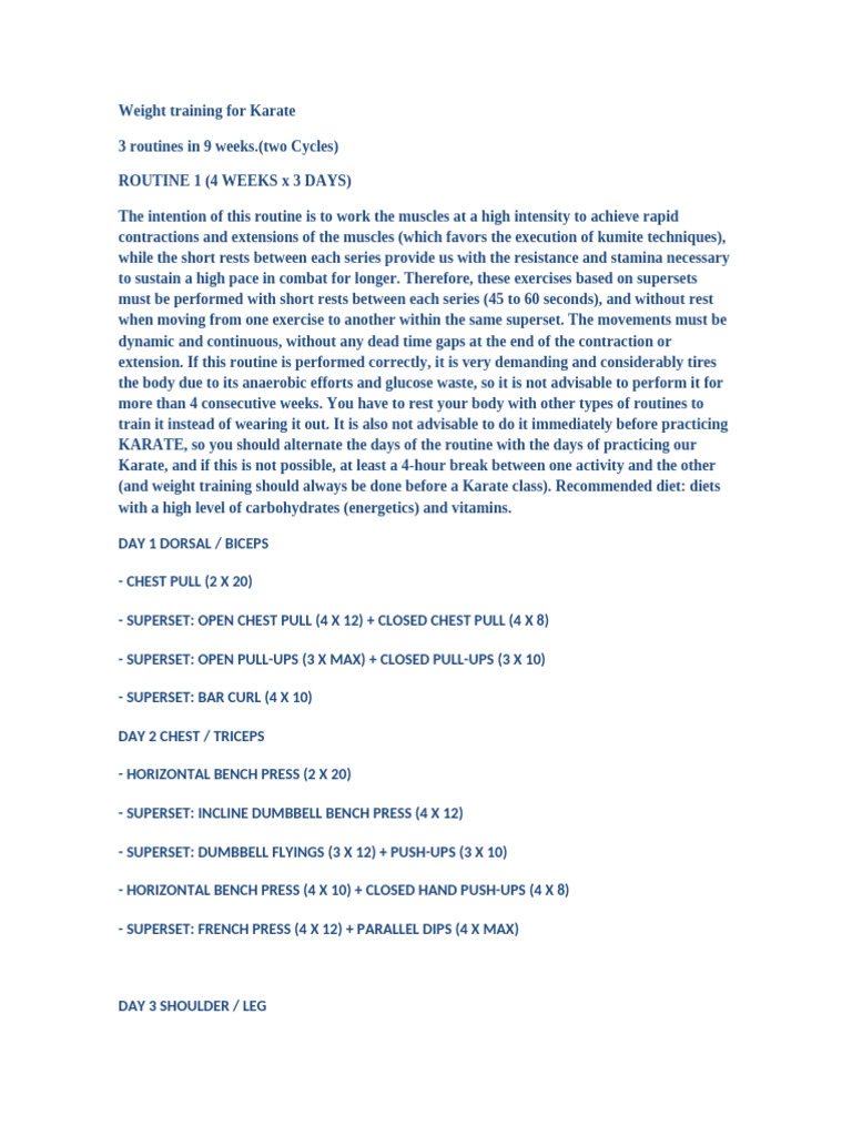 Karate Strength Training Program | PDF | Strength Training | Physical ...