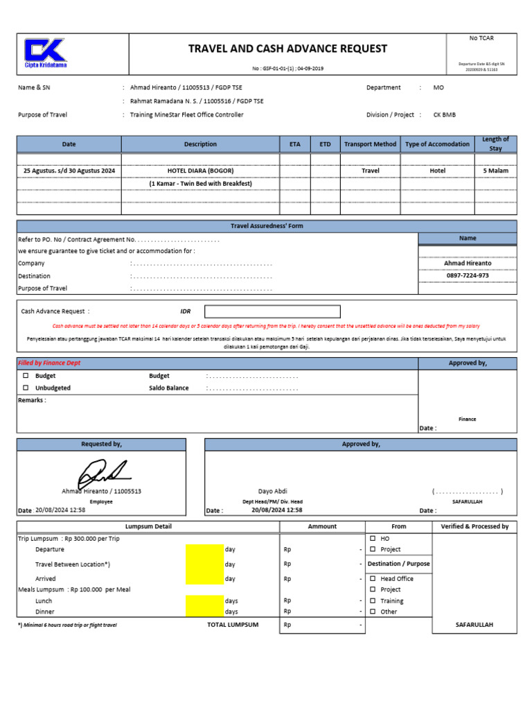 TCAR (Training MineStar Fleet Office Controller) An. Ahmad Hireanto ...