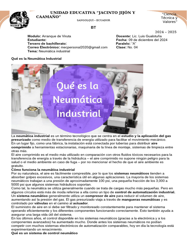 Neumática Industrial: Funcionamiento y Aplicaciones | PDF | Neumático ...