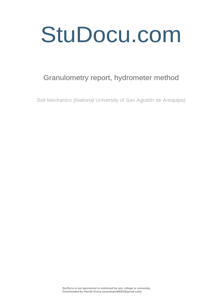 Granulometry Report: Hydrometer Method | PDF | Force | Liquids