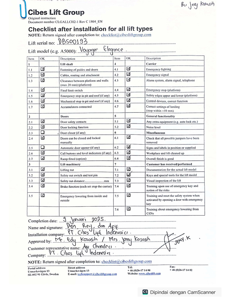 Checklist BAST Mr. Eddy Kosasih | PDF