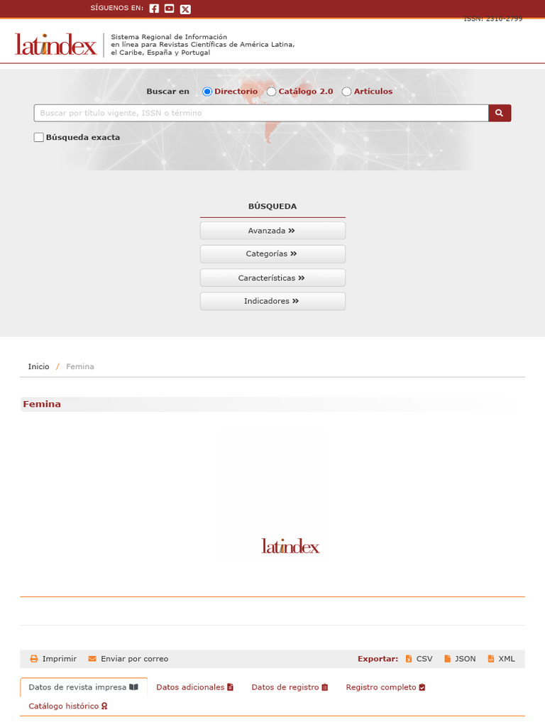 Latindex - Sistema regional de información en línea para Revistas científicas de América Latina ...