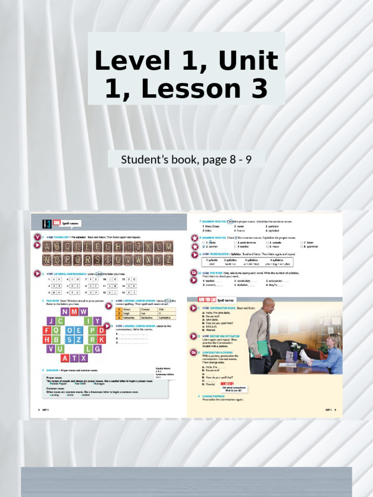Level 1, Unit 1, Lesson 3 | PDF Level 1, Unit 1, Lesson 3 | PDF