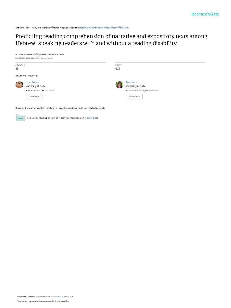 Predicting Reading Comprehension | PDF | Wechsler Adult Intelligence ...