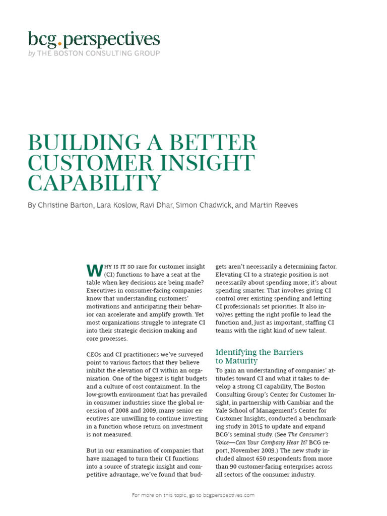 Building A Better Customer Insight Capability | PDF | Marketing | Brand