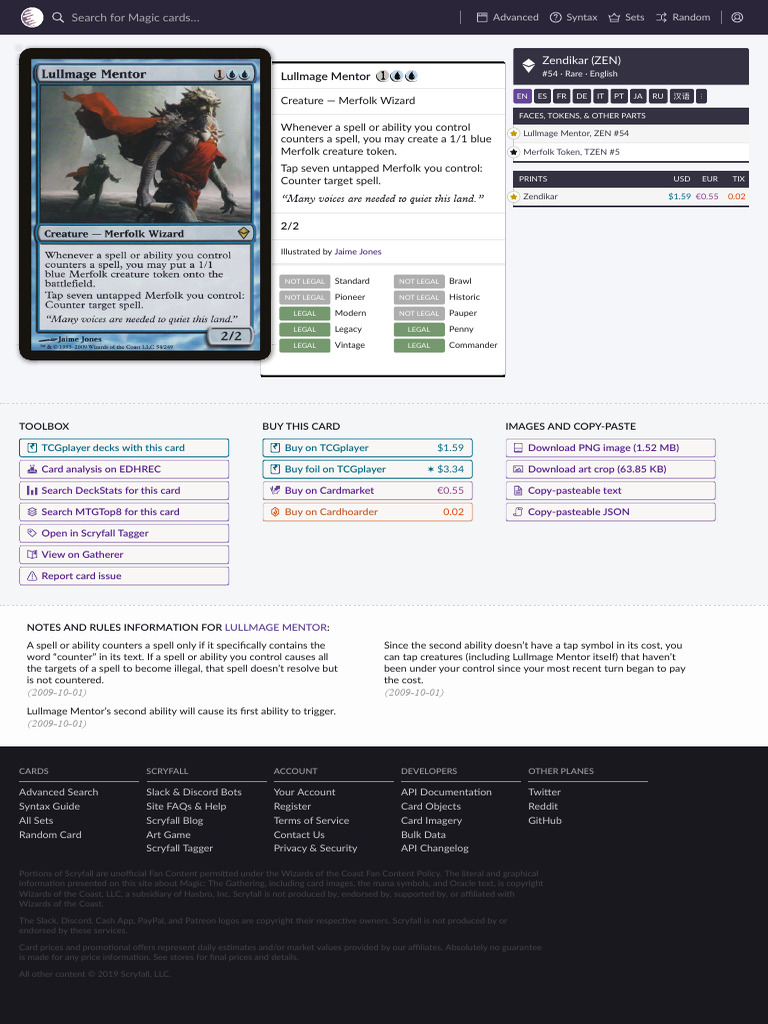 Lullmage Mentor Zendikar (ZEN) #54 Scryfall Magic The Gathering Search ...
