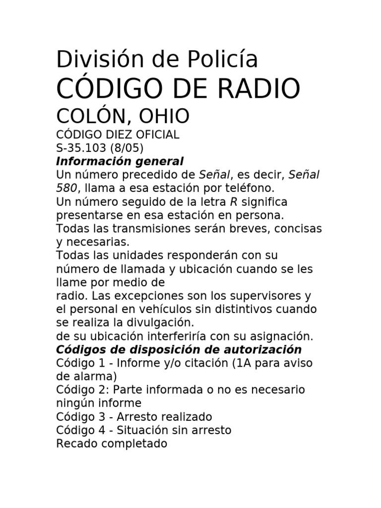 División de Policía de Columbus Códigos 10 | PDF | Robo | Crímenes