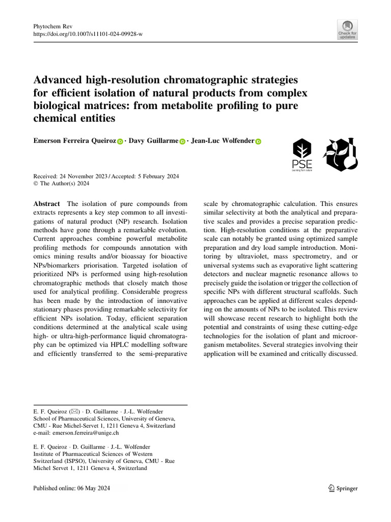 Advanced High-Resolution Chromatographic Strategies For Efficient Isolation of Natural Products ...