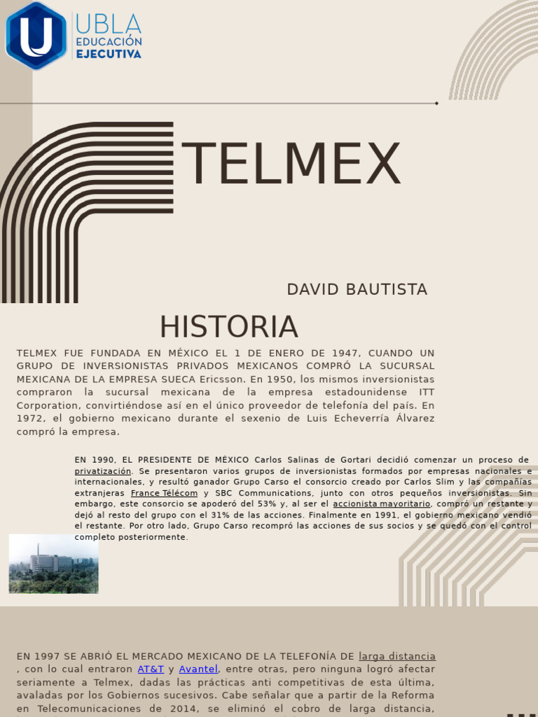 Historia y servicios de Telmex en México | PDF