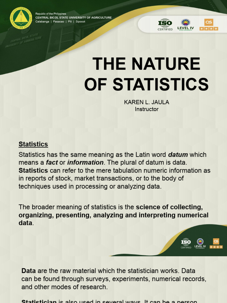The Nature of Statistics | PDF | Statistics | Level Of Measurement
