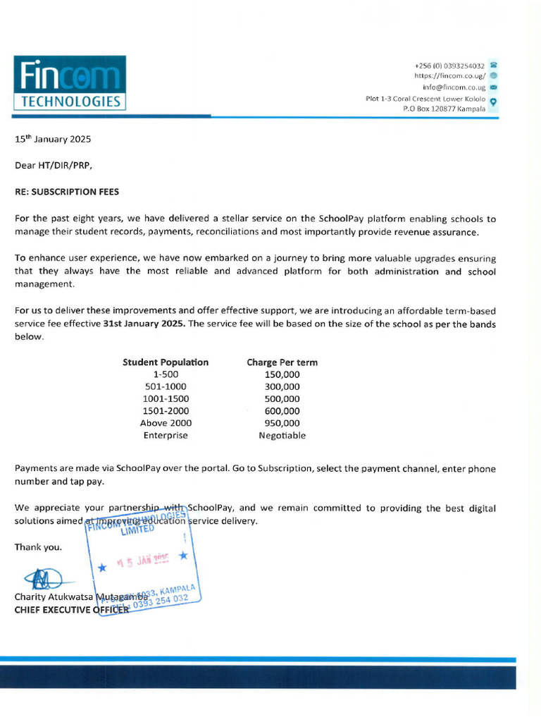 SchoolPay Subscription Fees | PDF