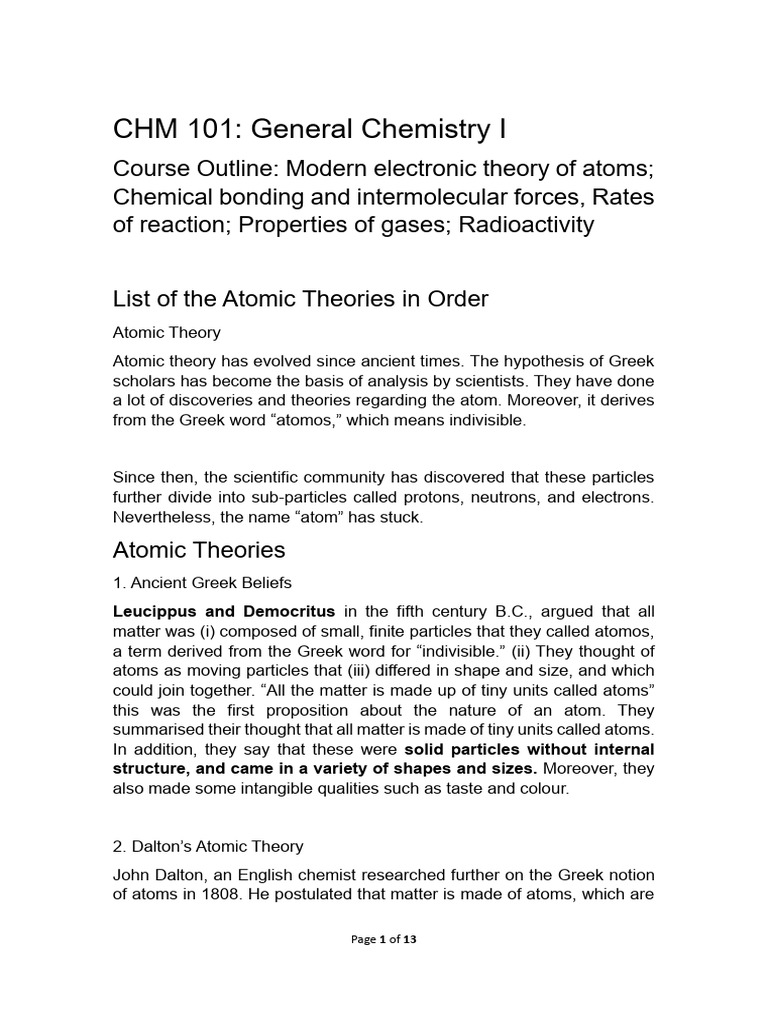 CHM 101 | PDF