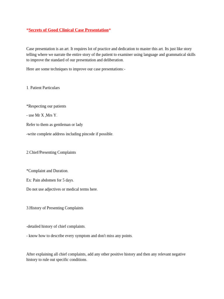 Mastering Clinical Case Presentations | PDF | Pulse | Medical Diagnosis