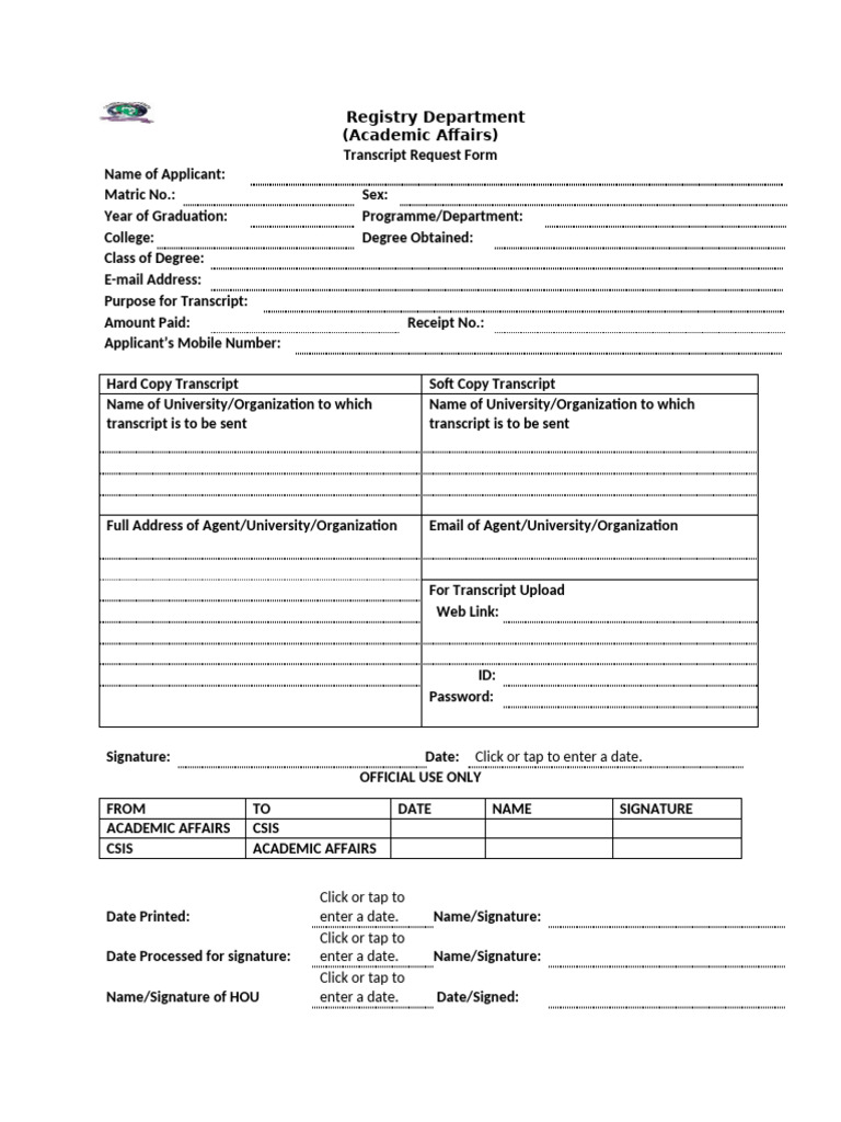 Transcript Request Form | PDF