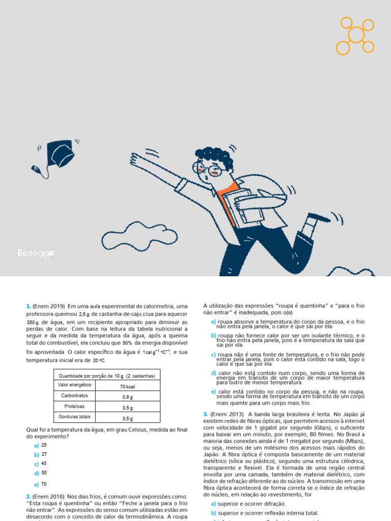 Cms Files 9761 1611052895DESAFIO ENEM Luz e Calor | PDF | Calor | Fibra ...