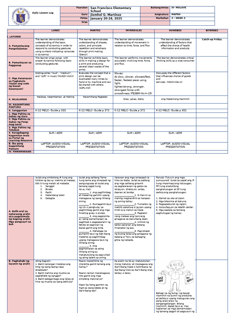 MAPEH - Week 3 | PDF