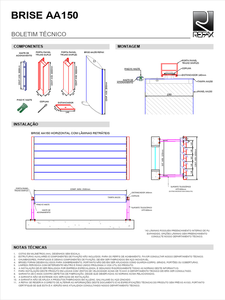 BOLETIM TÉCNICO AA150 HORIZONTAL REFAX | PDF