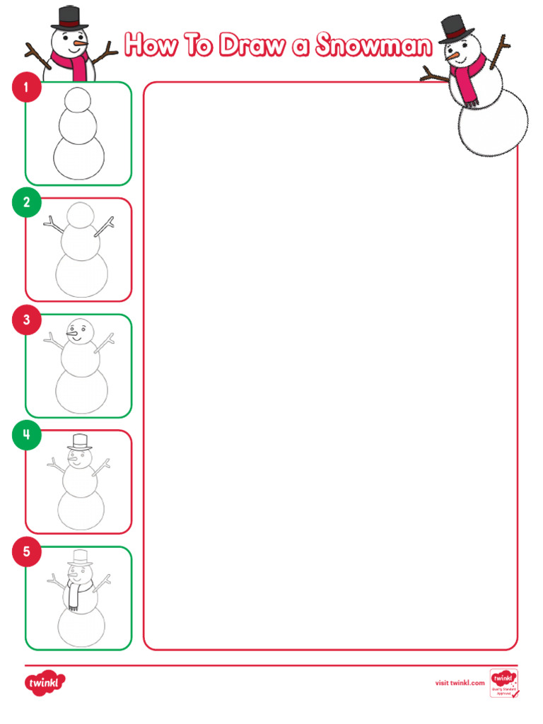 Color How To Draw A Snowman Activity | PDF