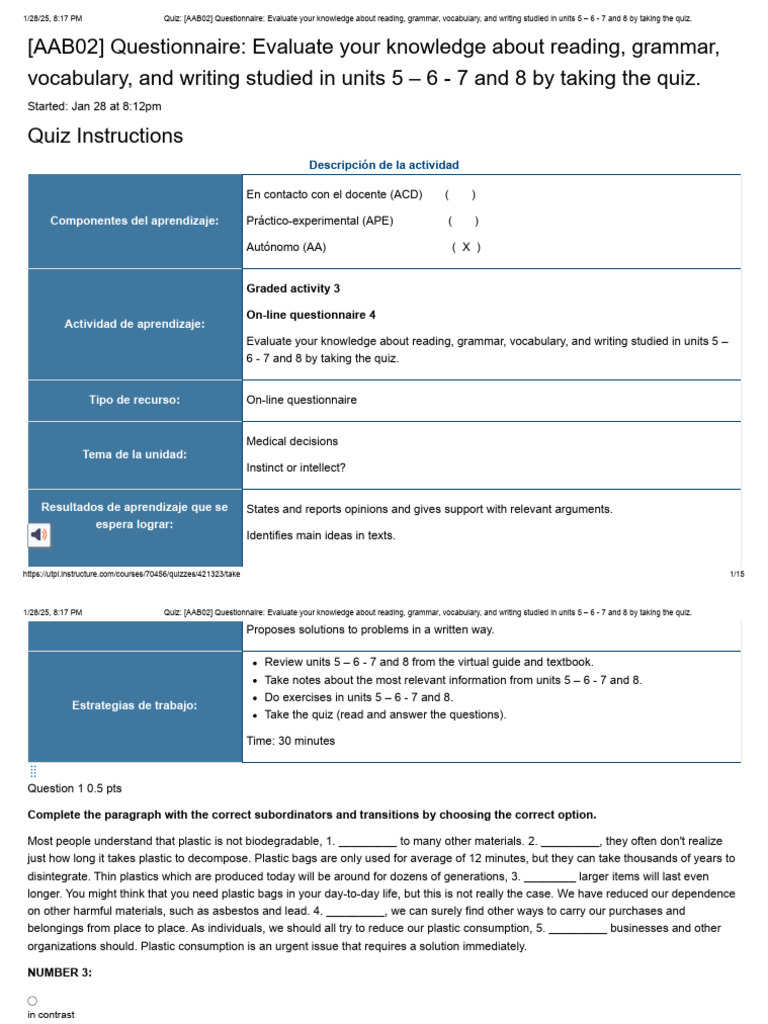 Quiz - (AAB02) Questionnaire - Evaluate Your Knowledge About Reading ...