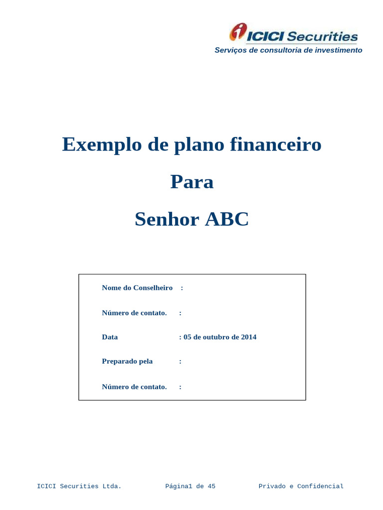 Plano Financeiro de Exemplo | PDF | Seguro | Empréstimos