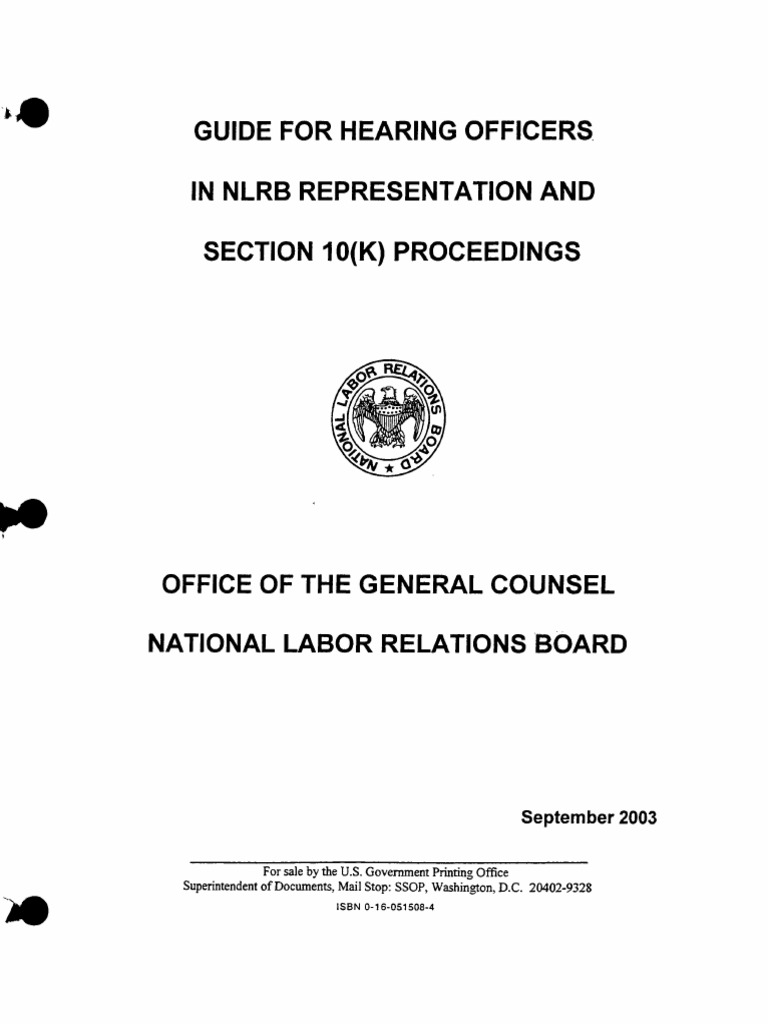 NLRB Hearing Officers Guide 2003 | PDF | Evidence (Law) | National ...