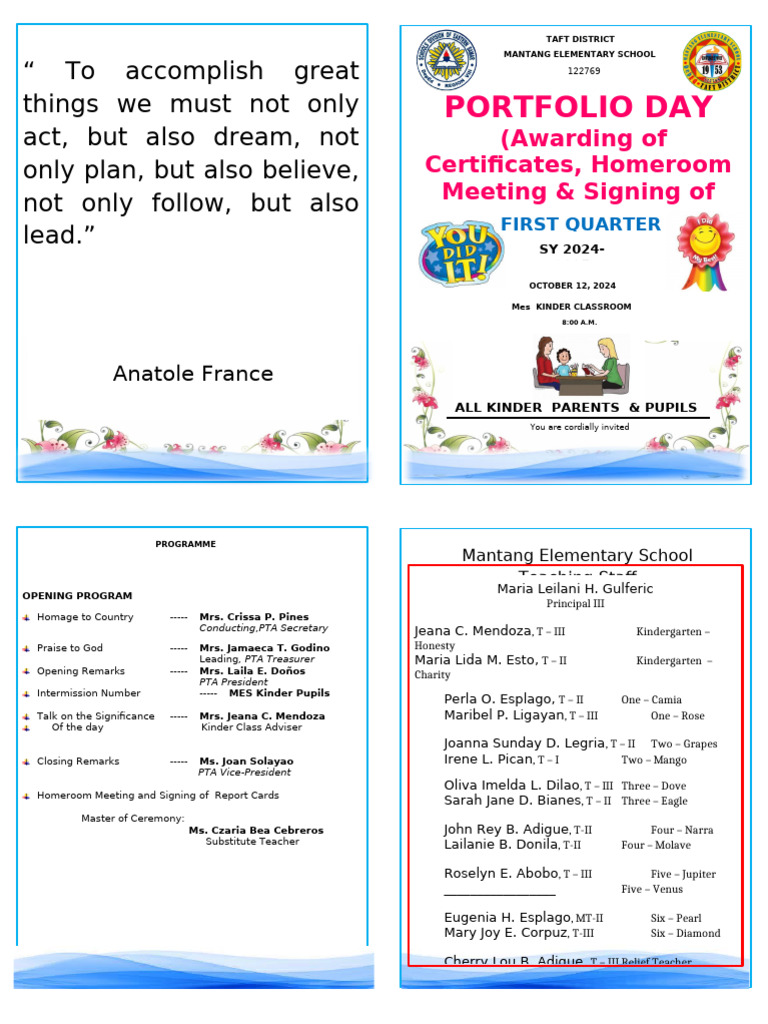 Kinder Awards & Portfolio Day | PDF