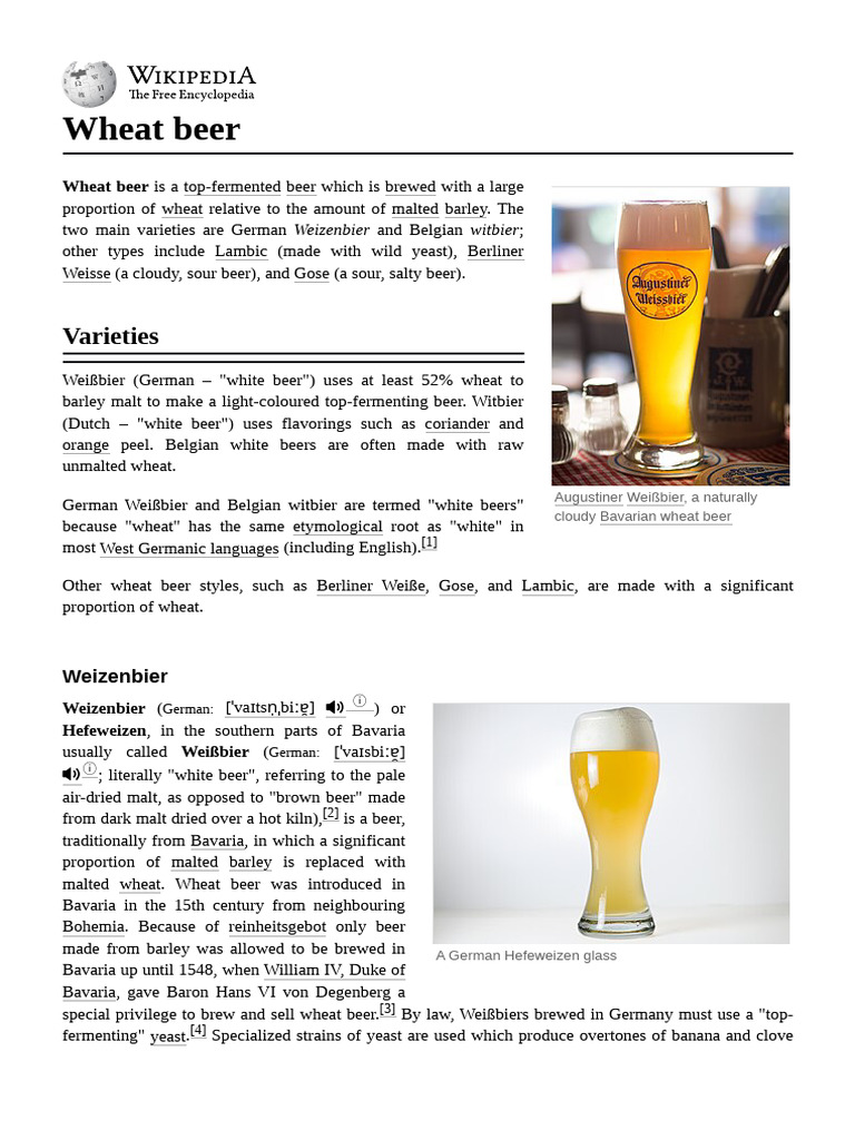 Wheat_beer | PDF | Malt Based Drinks | Beer