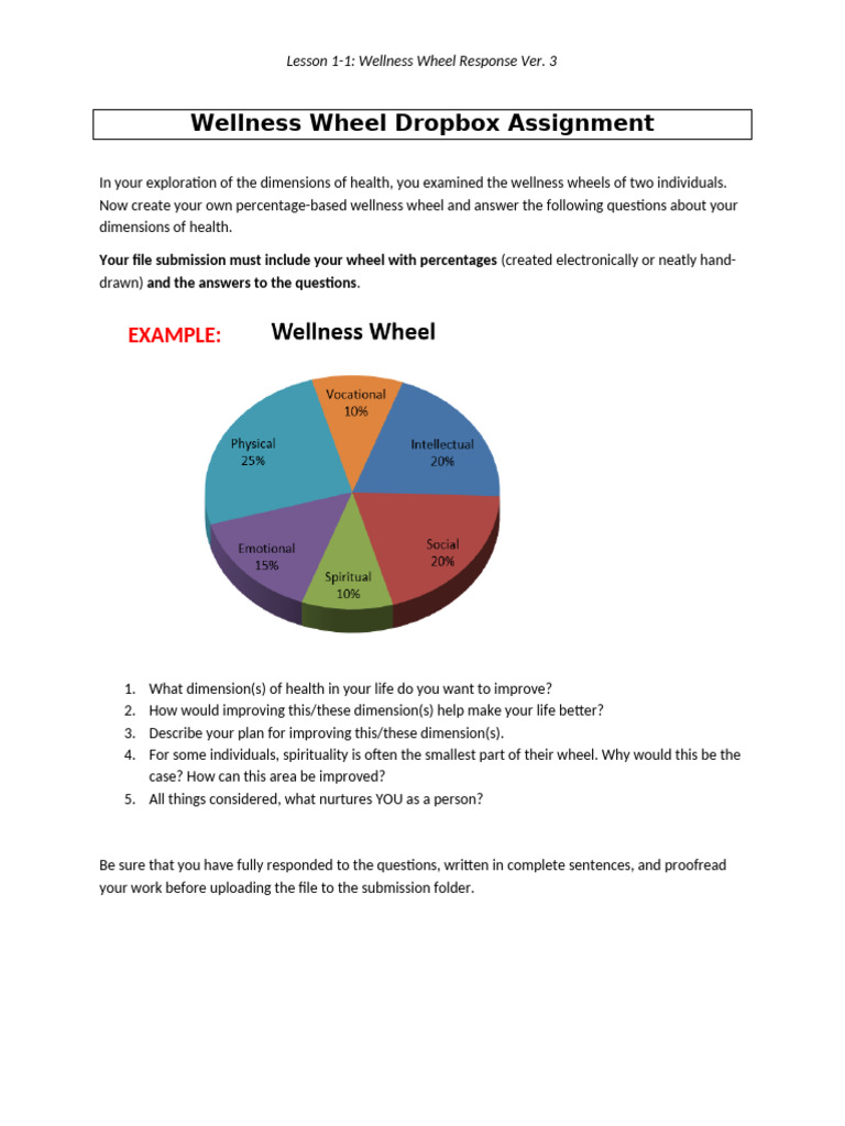 Wellness Wheel Assignment Guide | PDF