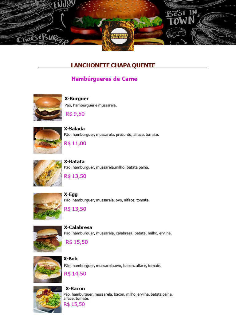 Lanchonete Chapa Quente cardapio atualizado 2025 (4) | PDF ...