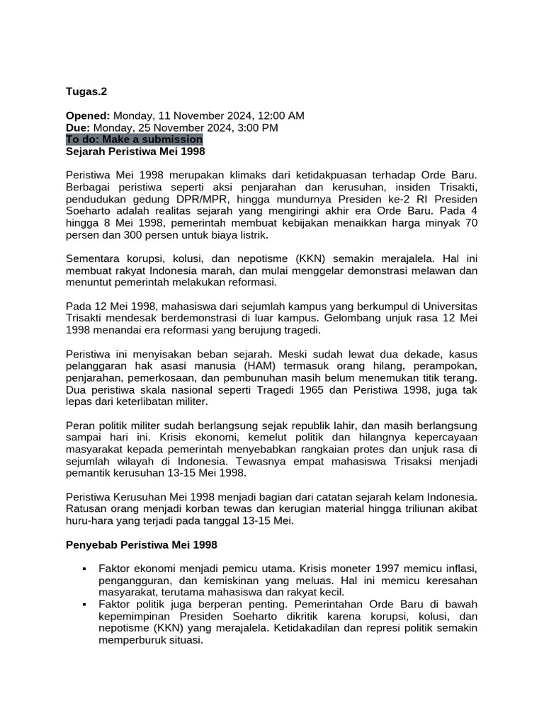 Sejarah dan Dampak Peristiwa Mei 1998 | PDF