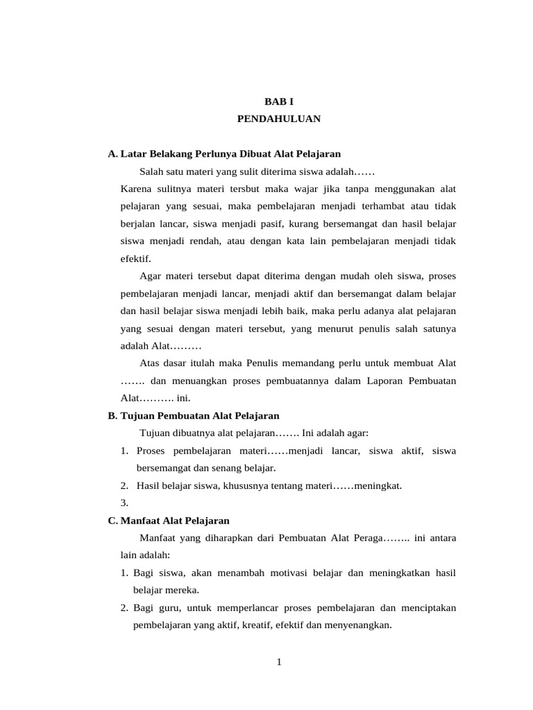 Draft Isi Laporan Pembuatan Alat Pelajaran | PDF