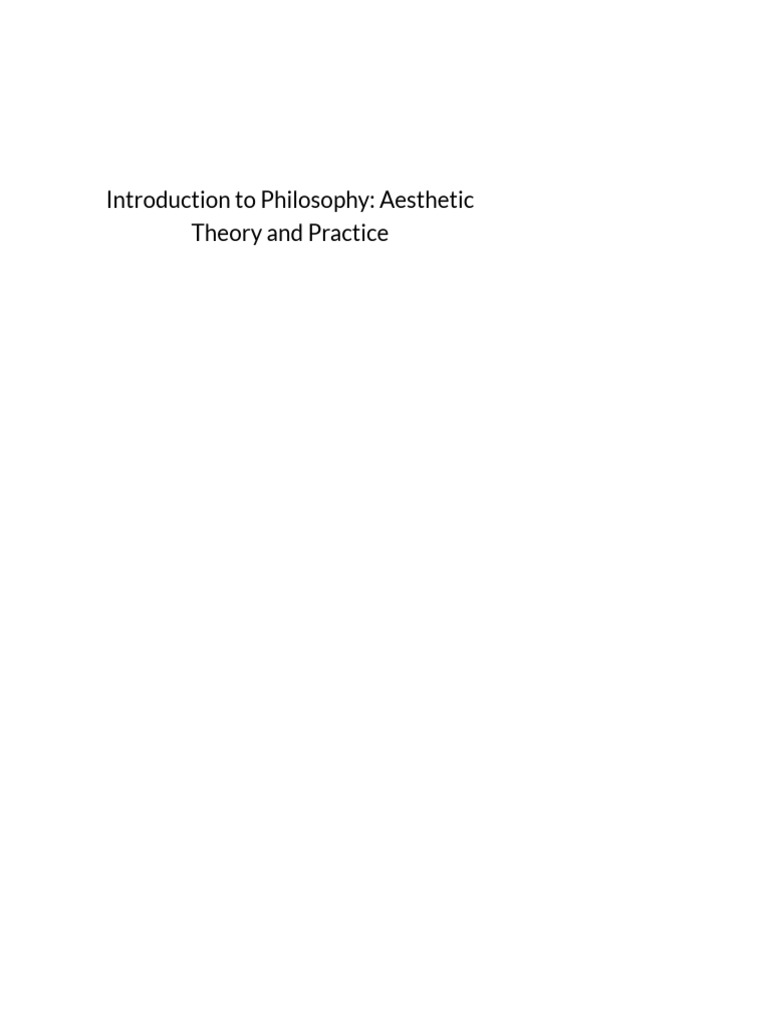 Introduction To Philosophy Aesthetic Theory and Practice, Yuriko Saito ...