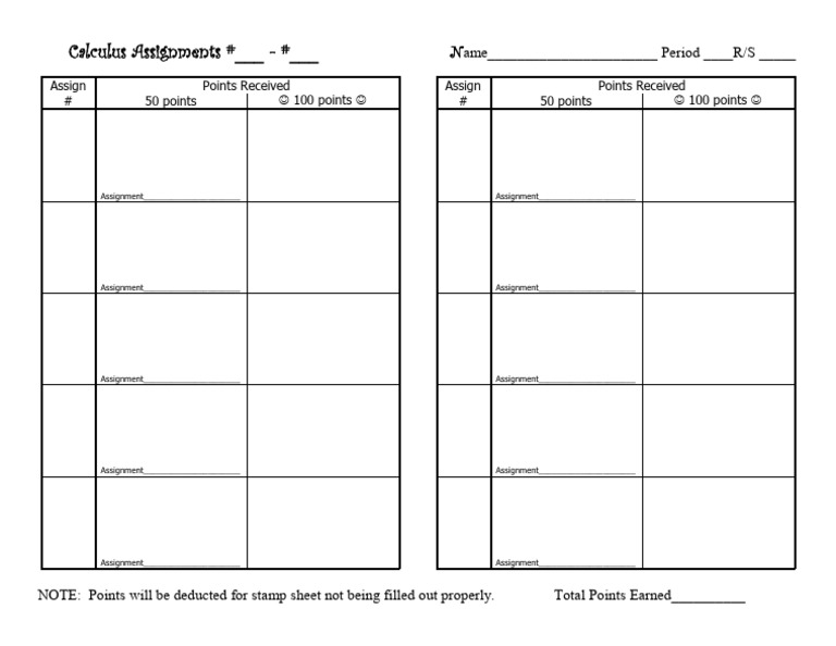 Calculus Stamp Sheet 2021 | PDF