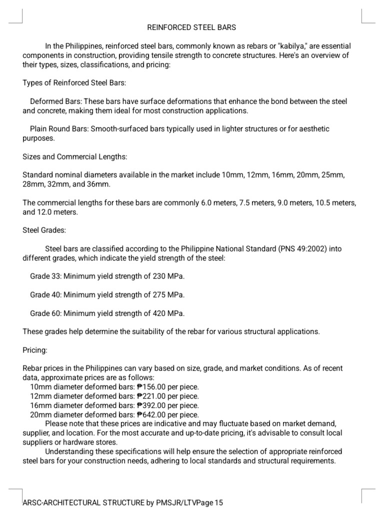 Arch 433 Handout 2 - 142827158 | PDF | Concrete | Reinforced Concrete