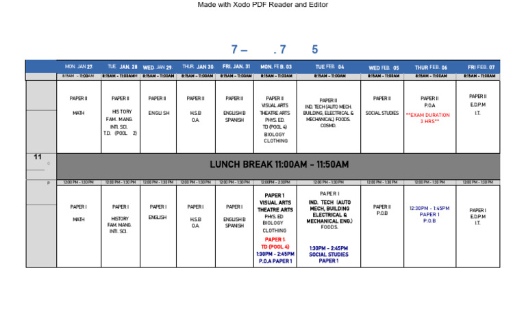 2024 - 2025 Mock Examination Time Table | PDF