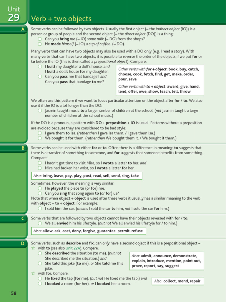 Verb + Two Objects | PDF | Object (Grammar) | Verb