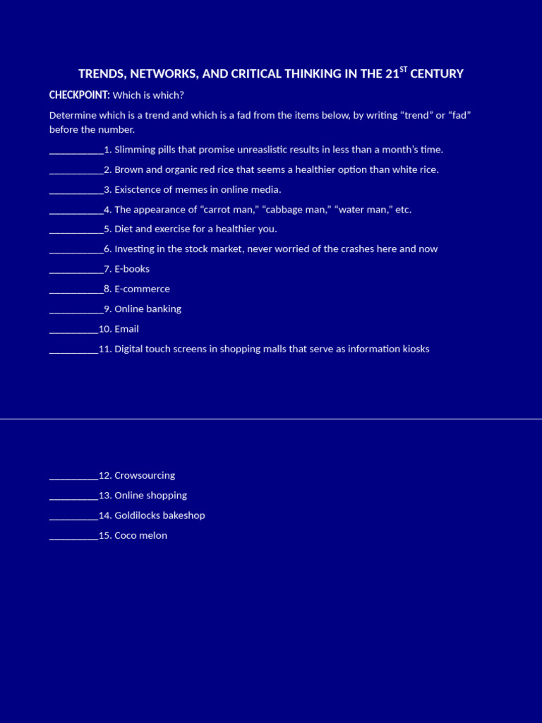 TRENDS Checkpoint | PDF