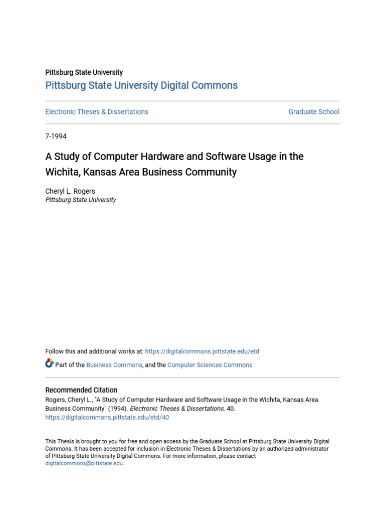 A Study of Computer Hardware and Software Usage in The Wichita K | PDF ...