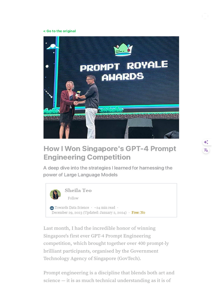How I Won Singapore's GPT-4 Prompt Engineering Competition - by Sheila Teo - in Towards Data ...
