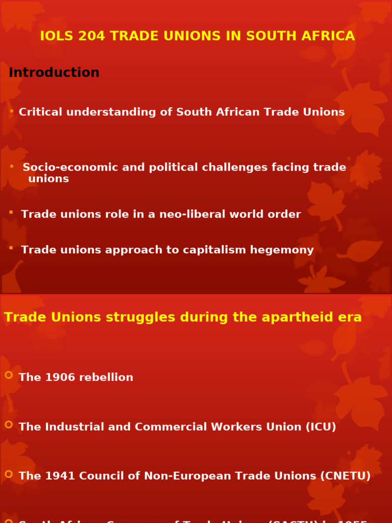 South African Trade Unions Overview | PDF | Trade Union | Apartheid