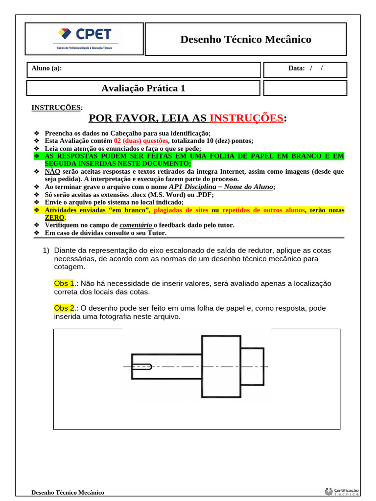 AP1 Desenho TÃ©cnico | PDF
