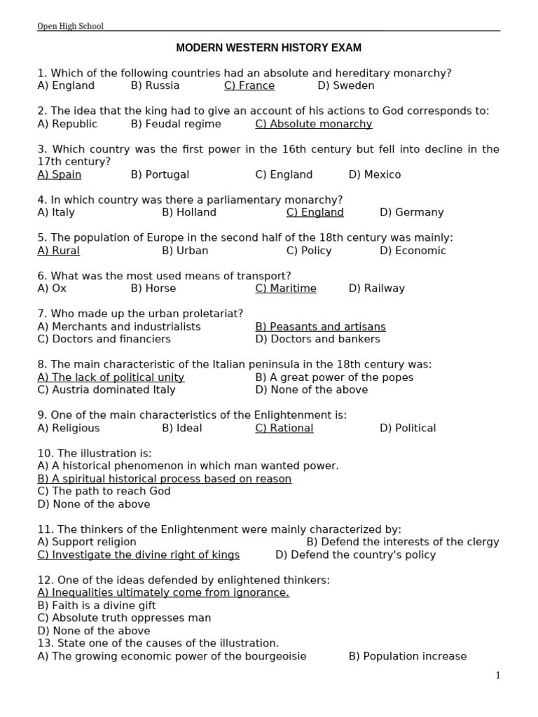 Modern Western History Exam Questions | PDF | Industrial Revolution ...