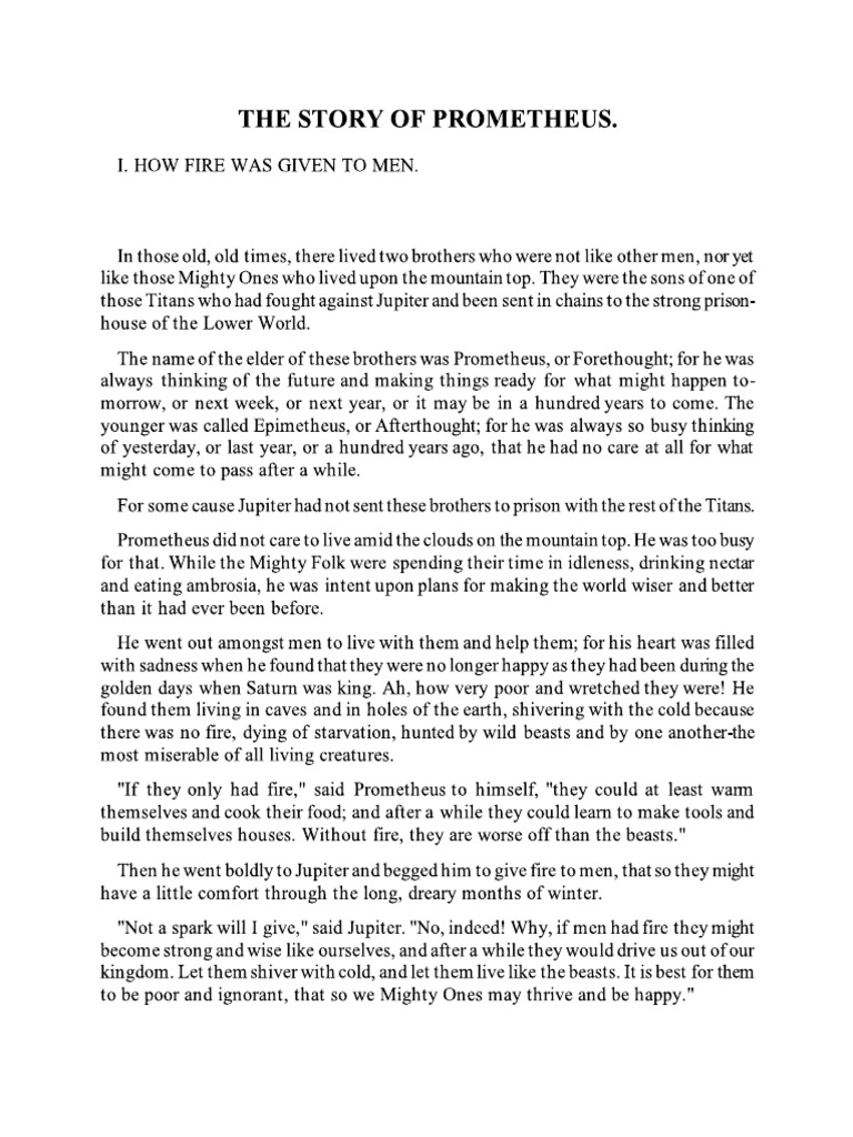 Prometheus Myth Text | PDF
