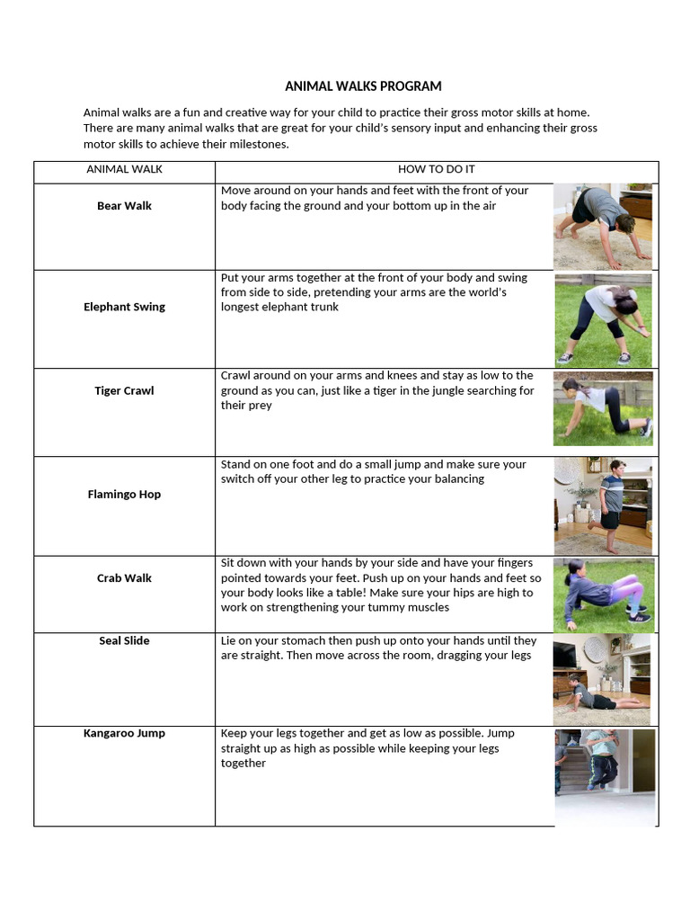 Fun Animal Walks for Kids' Motor Skills | PDF