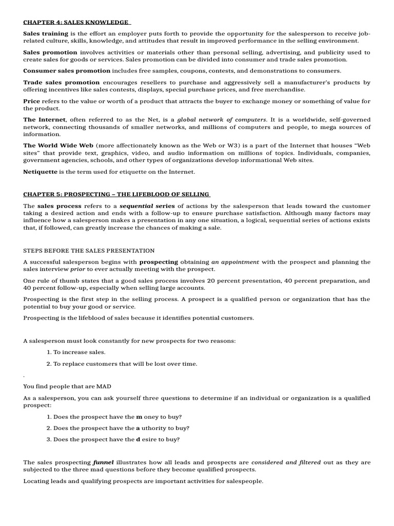 Profsales Midterm Reviewer | PDF | Sales