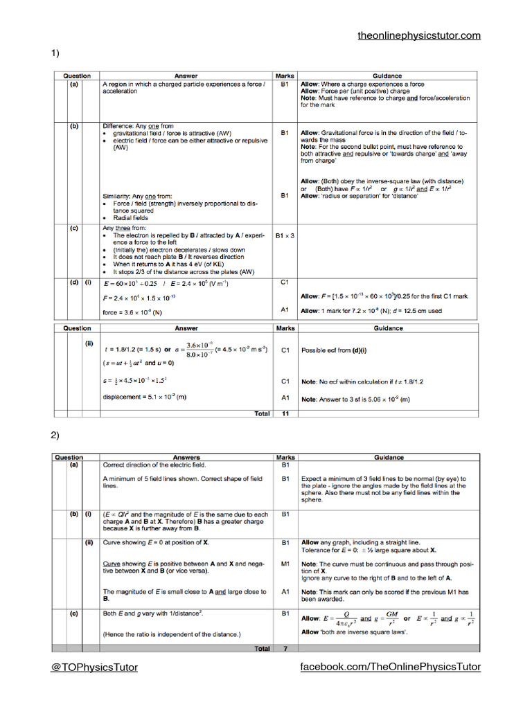 OCR A Electric Fields Answers | PDF