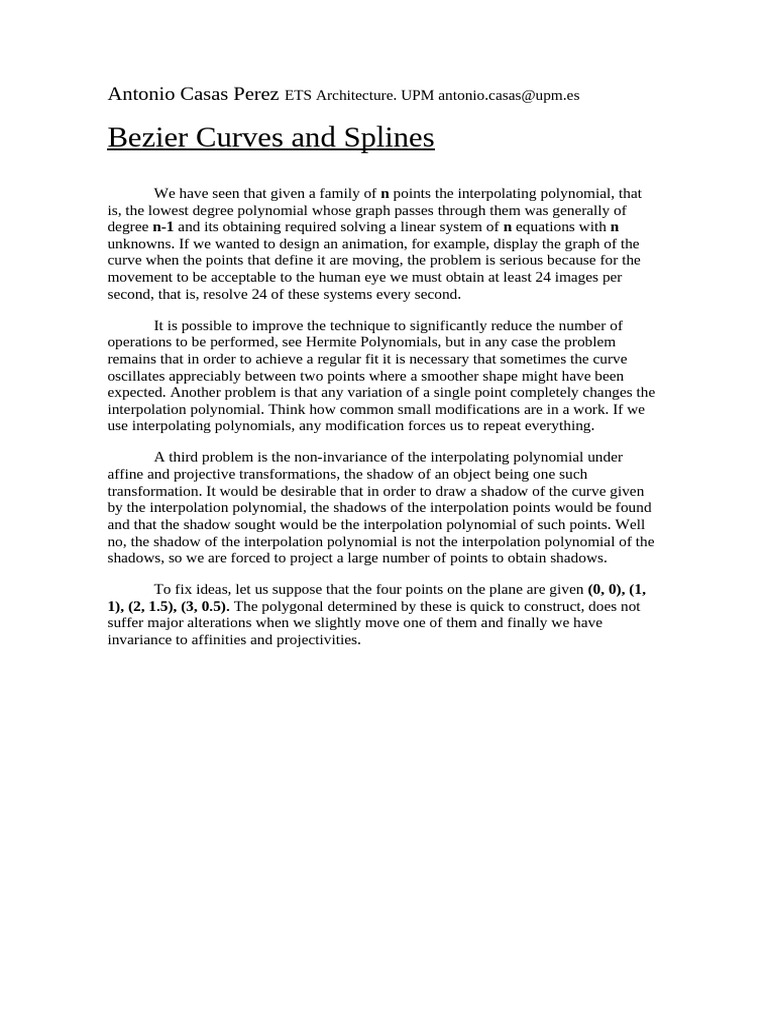 Bezier Curves, B-Splines, and NURBS | PDF | Spline (Mathematics) | Interpolation