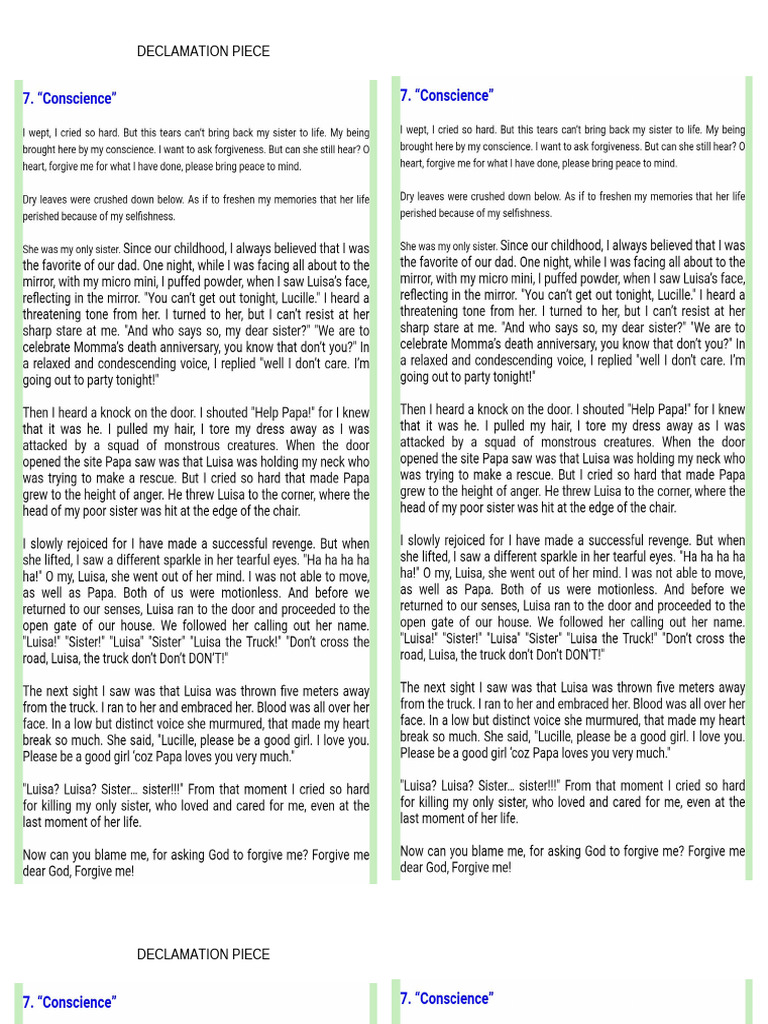 Declamation Piece | PDF