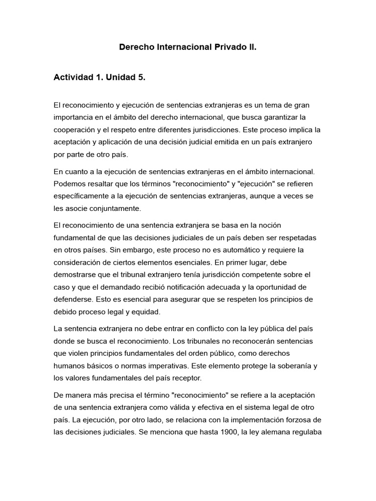 Reconocimiento y Ejecución de Sentencias Extranjeras | PDF | Ley ...