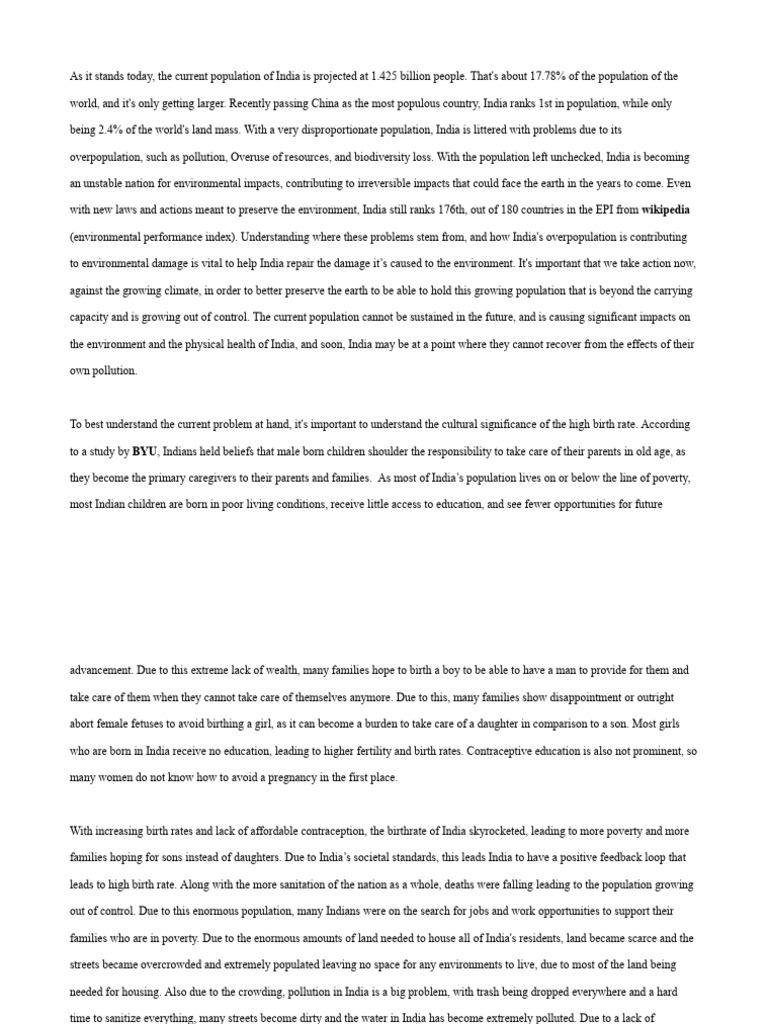 India's Overpopulation Crisis | PDF | Birth Rate | Pollution